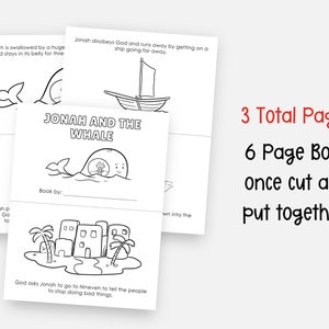 Jonah and the Whale, Printable Mini Bible Book, Sunday School Craft ...