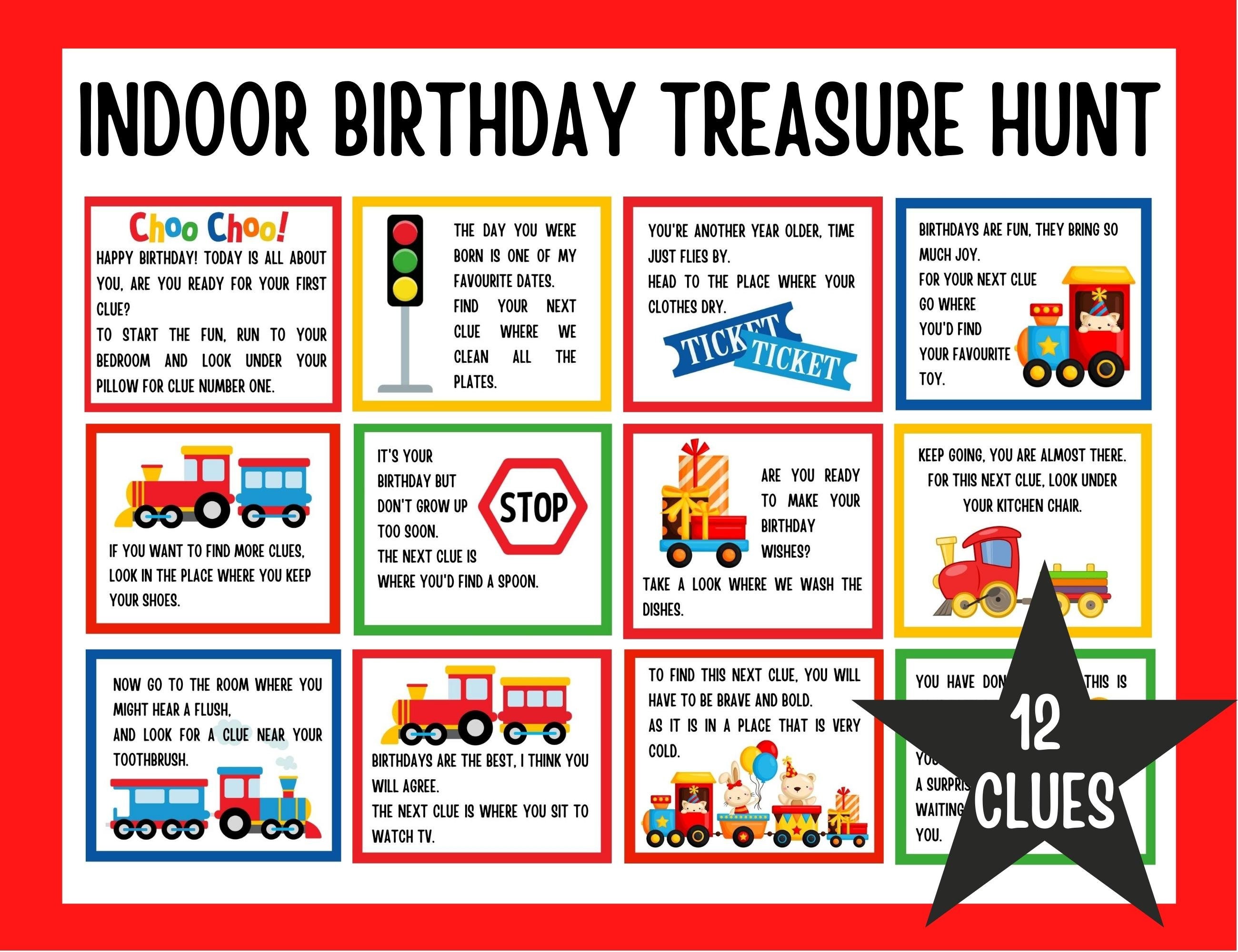 Birthday Scavenger Hunt for Kids, Train Theme, Birthday Treasure Hunt ...