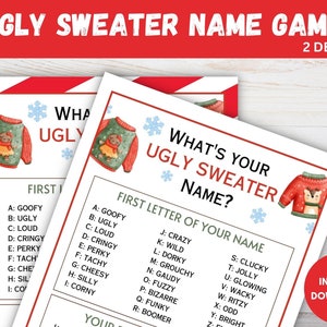 What's Your Ugly Sweater Name, Printable Christmas Party Game for Kids ...