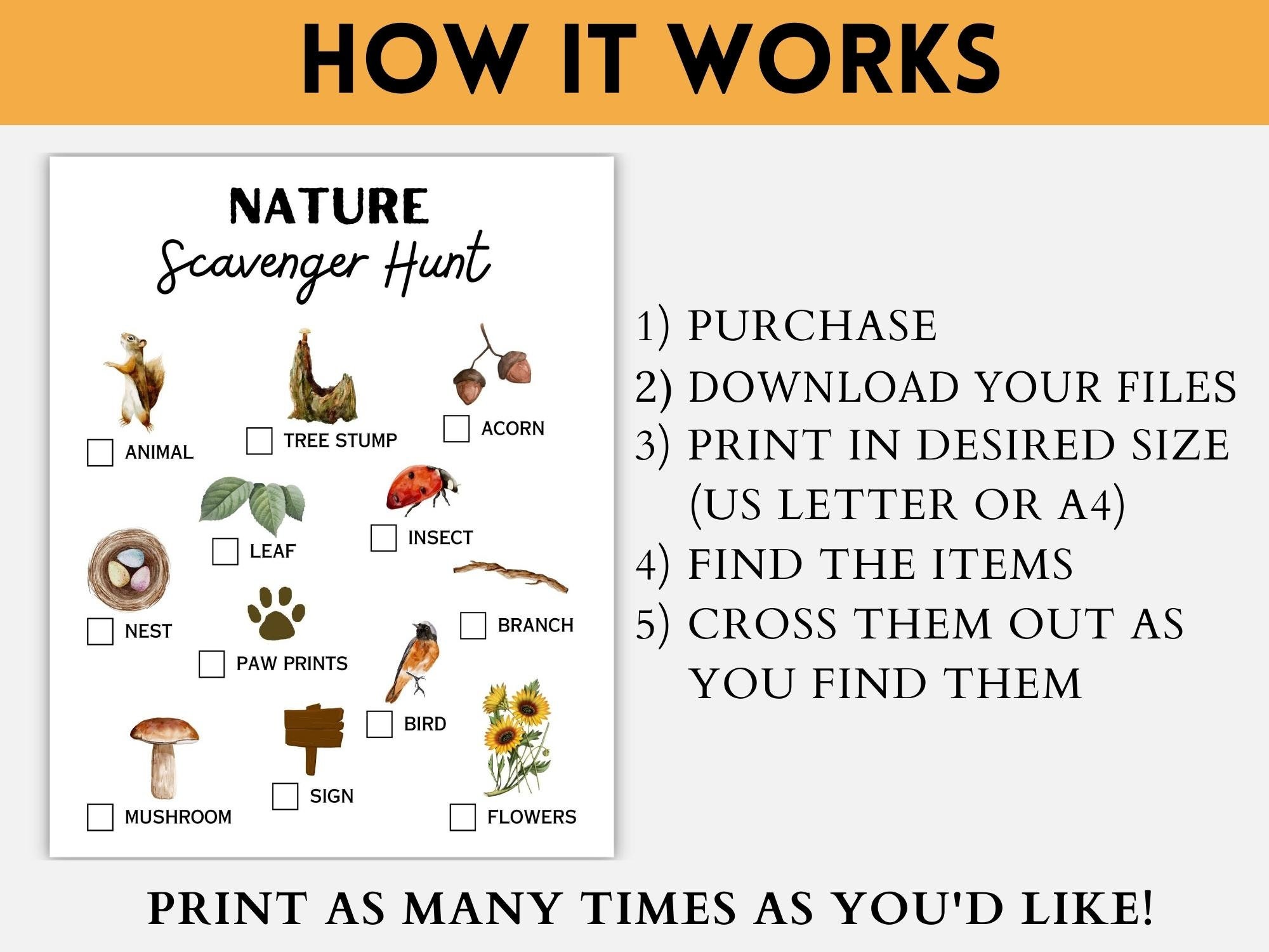Nature Scavenger Hunt, Camping Games, Outdoor Kids Scavenger Hunt, Yard ...