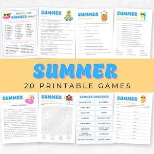 20 Summer Games, Fun Summer Printable Activities for Kids and Adults ...