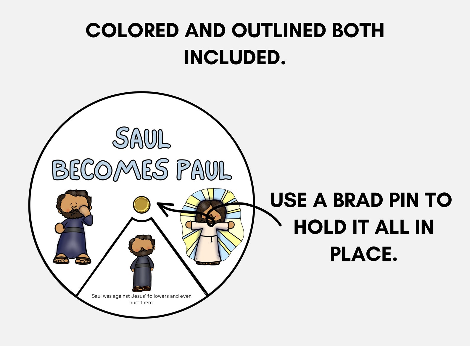 Saul Becomes Paul, Printable Bible Coloring Wheel, Sunday School Craft ...
