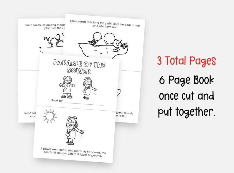 Parable of the Sower, Printable Mini Bible Book, Sunday School Craft ...