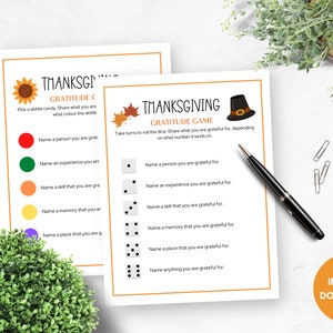 Gratitude Game, Printable Thanksgiving Game, Friendsgiving Game, Candy ...