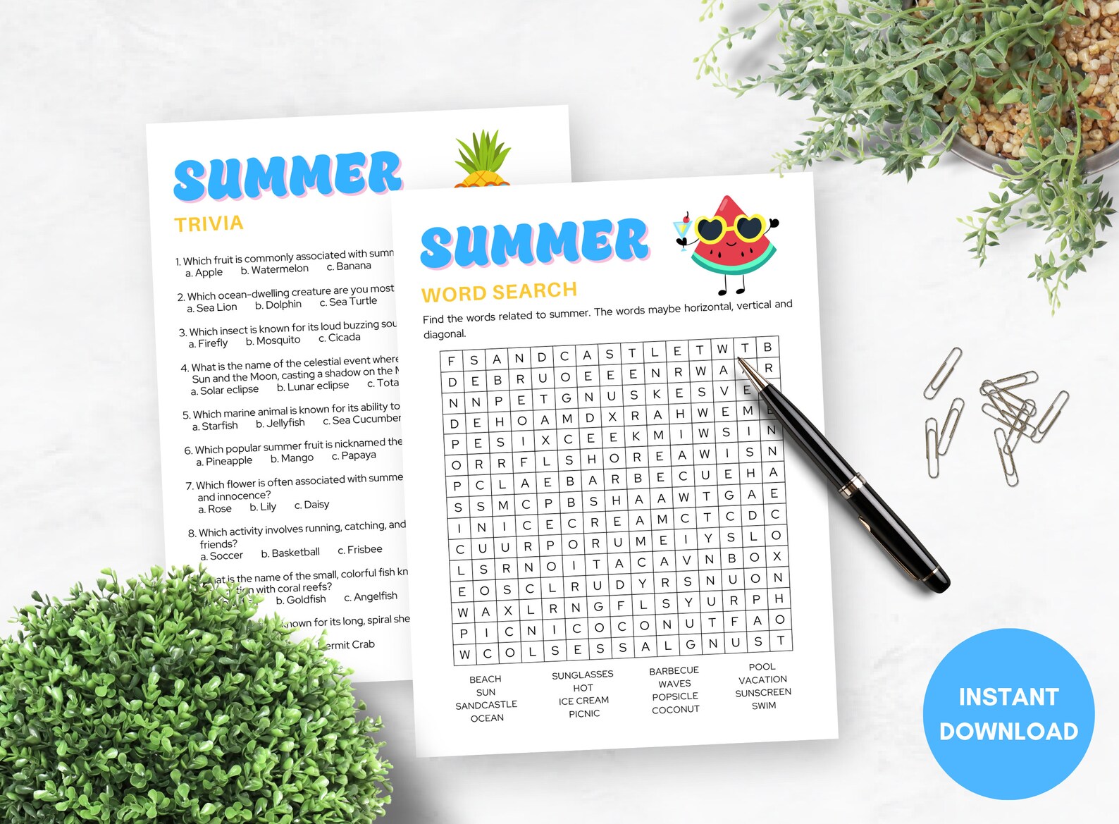 20 Printable Summer Games, Fun Summer Activities for Kids and Adults ...