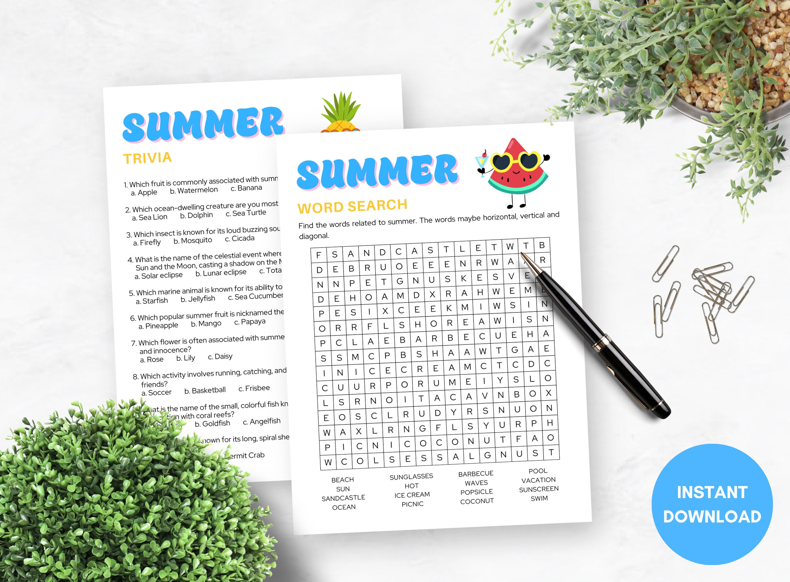 20 Summer Games, Fun Summer Printable Activities for Kids and Adults ...