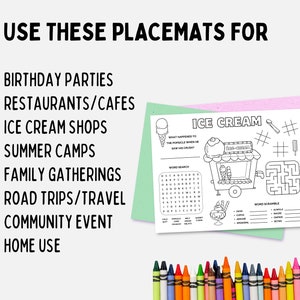 Ice Cream Placemat Activity, Summer Colouring Mat for Kids, Summer ...