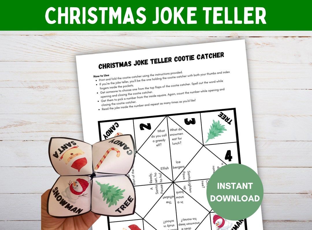 Christmas Joke Teller, Printable Xmas Cootie Catcher, Fortune Teller ...