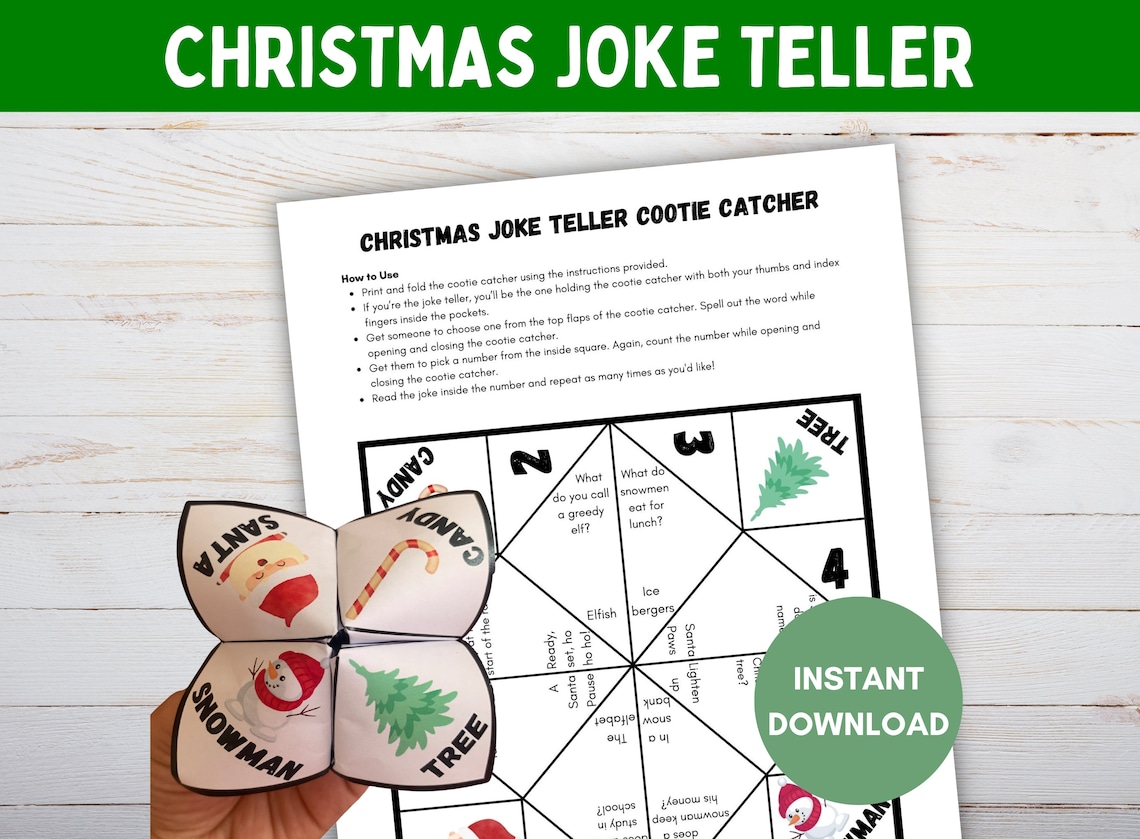 Christmas Joke Teller, Printable Xmas Cootie Catcher, Fortune Teller ...