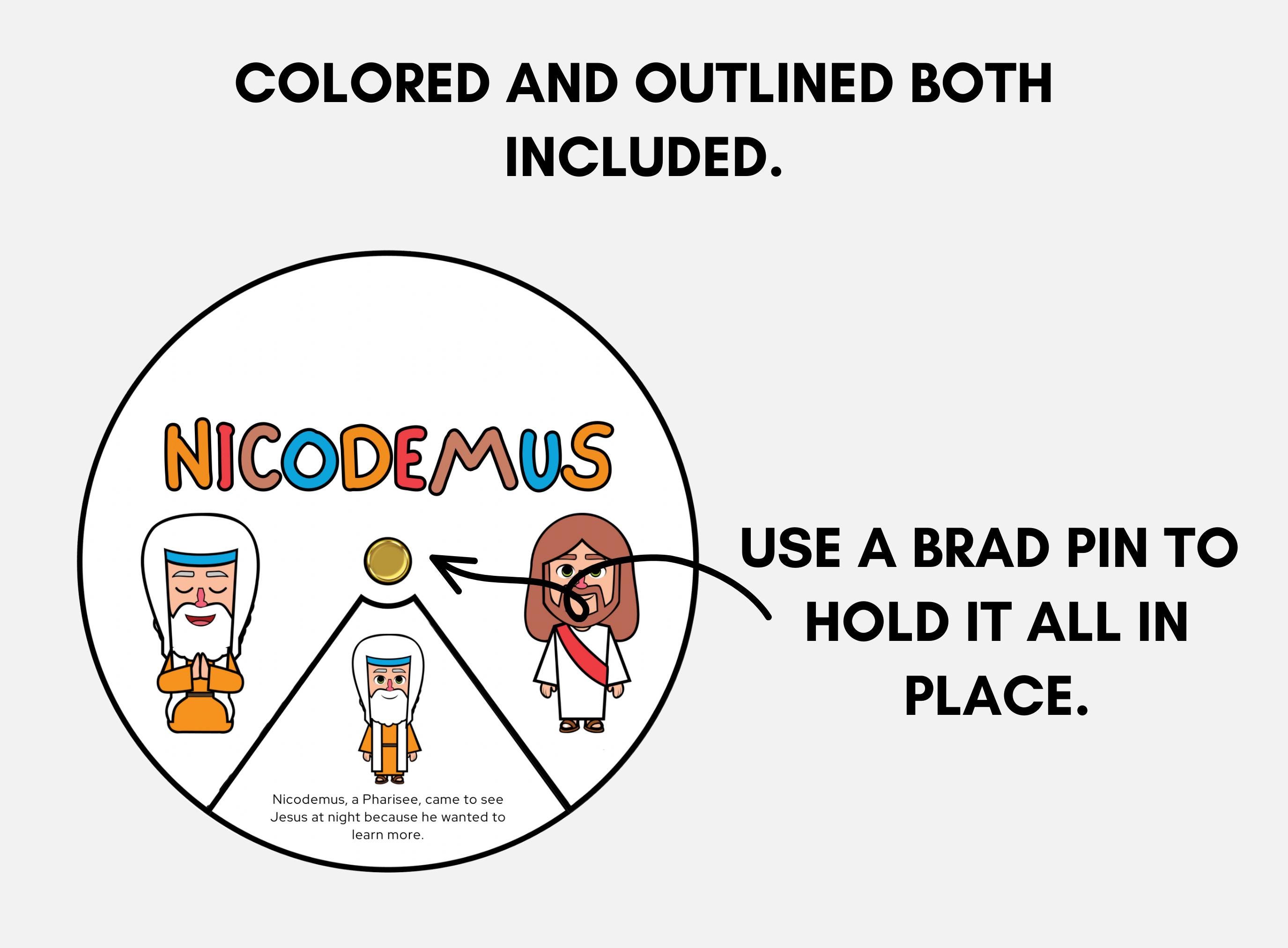 Nicodemus, Printable Bible Coloring Wheel, Sunday School Craft, Bible ...