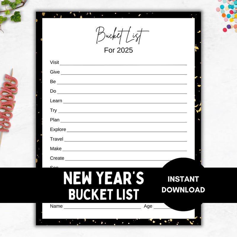 New Year Bucket List - Etsy