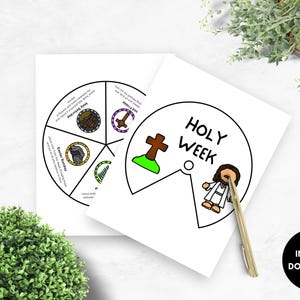 Holy Week Craft, Printable Bible Coloring Wheel, Easter Story Sunday ...