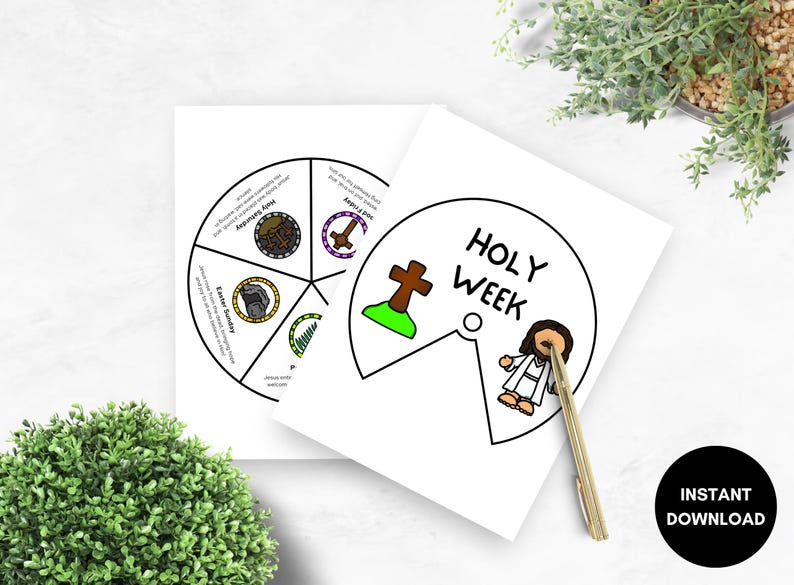 Holy Week Craft, Printable Bible Coloring Wheel, Easter Story Sunday ...