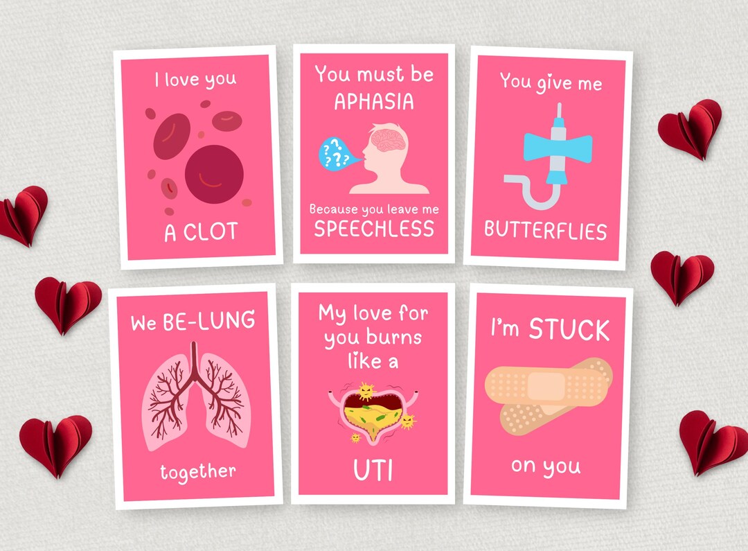 Medical Valentines, Printable Nurse Valentine Gift Tags, Funny ...