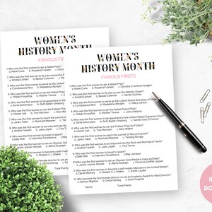 Women's History Month Famous Firsts Game, Printable International Women ...