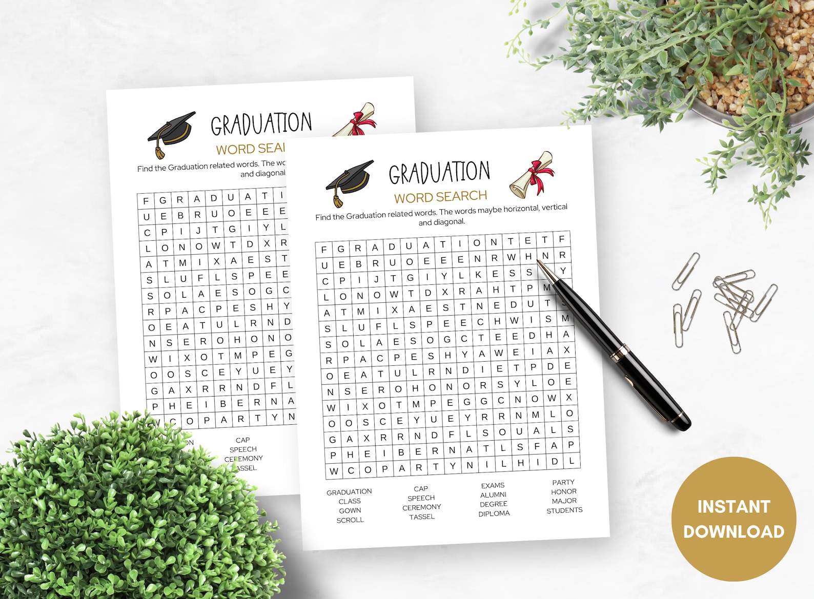 Graduation Word Search, Printable Graduation Party Game, Fun High ...