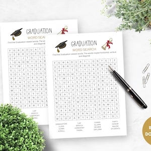 Graduation Word Search, Printable Graduation Party Game, Fun High ...