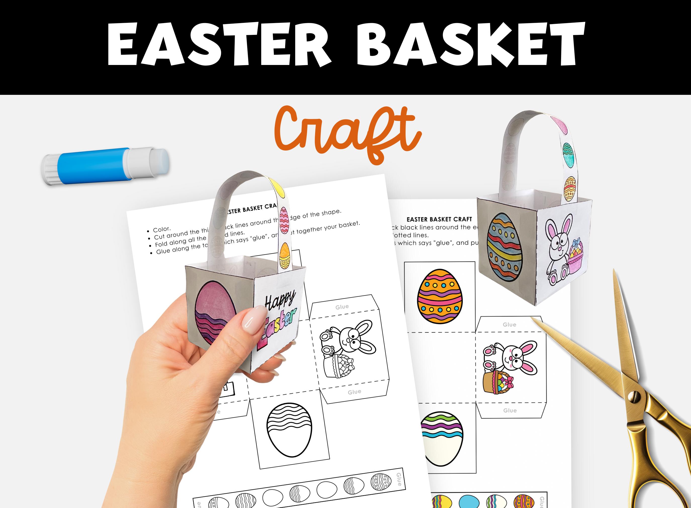Easter Basket Craft, Printable Paper Basket Craft, DIY Cut and Paste ...
