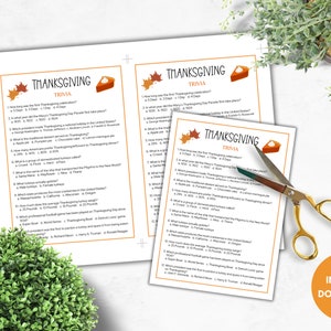 Thanksgiving Trivia, Printable Trivia Game, Trivia Questions for Kids ...