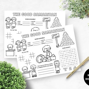The Good Samaritan, Printable Bible Activity Placemat, Sunday School ...