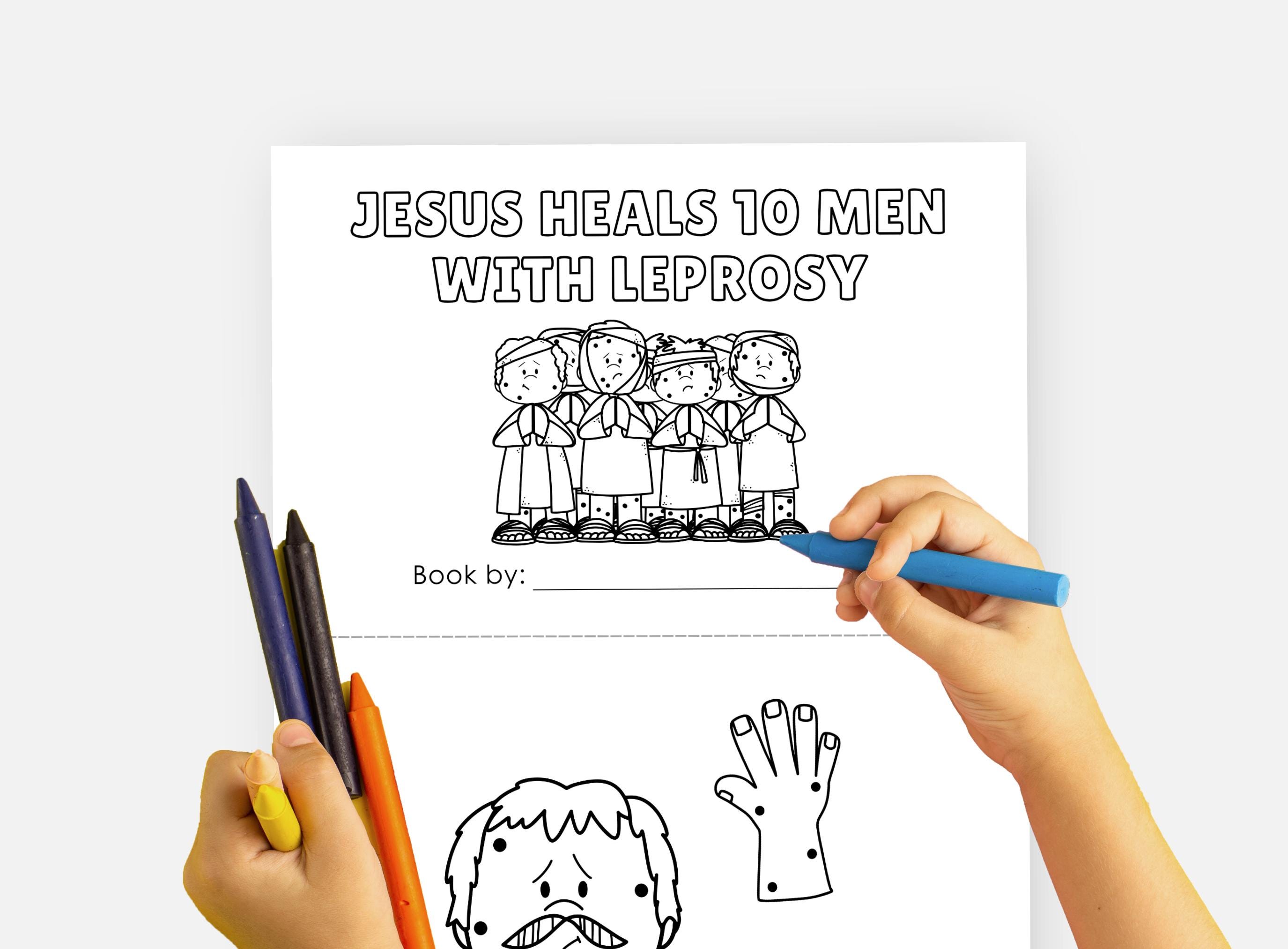 Jesus Heals 10 Men With Leprosy, Printable Mini Bible Book, Sunday ...