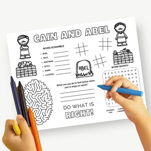 Cain and Abel, Printable Bible Activity Placemat, Sunday School, Kids ...