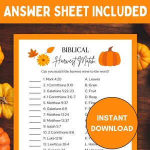 Biblical Harvest Verse Match Game, Printable Fall Games for Kids ...