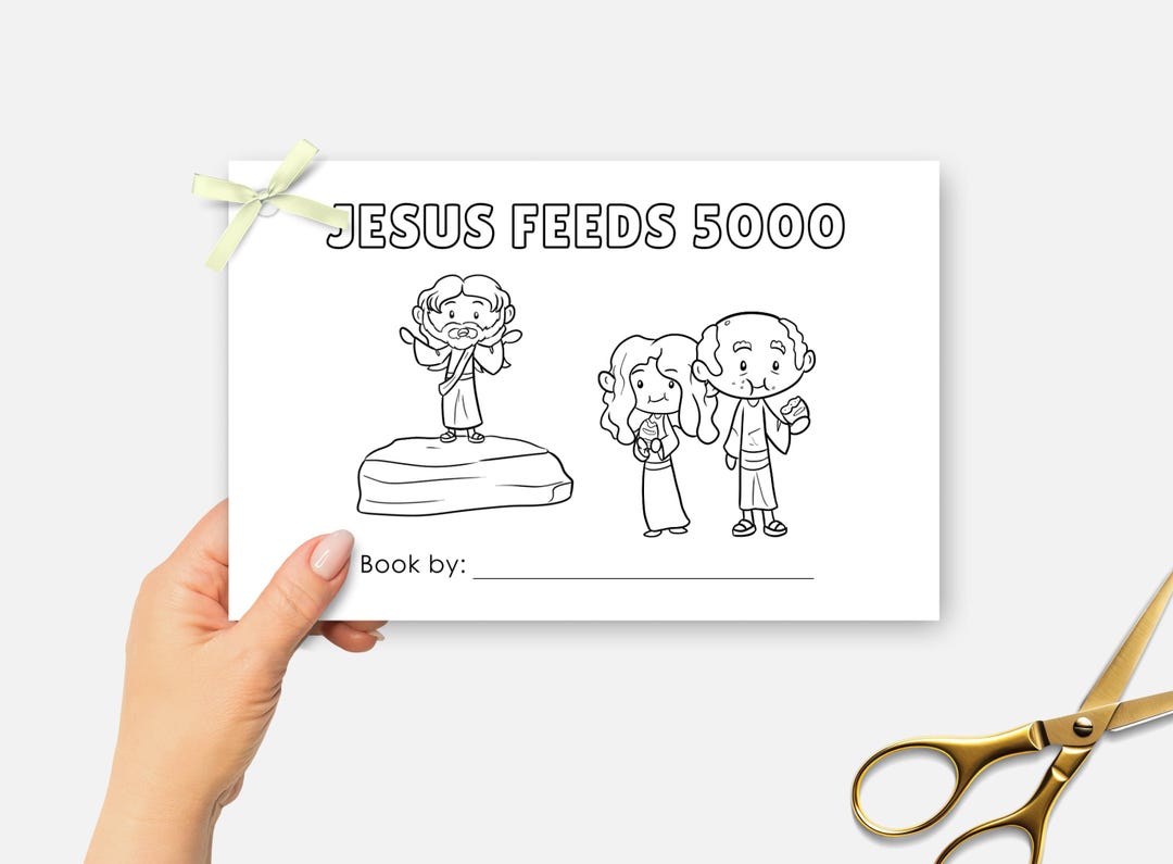 Jesus Feeds 5000, Printable Mini Bible Book, Sunday School Craft, Kids ...