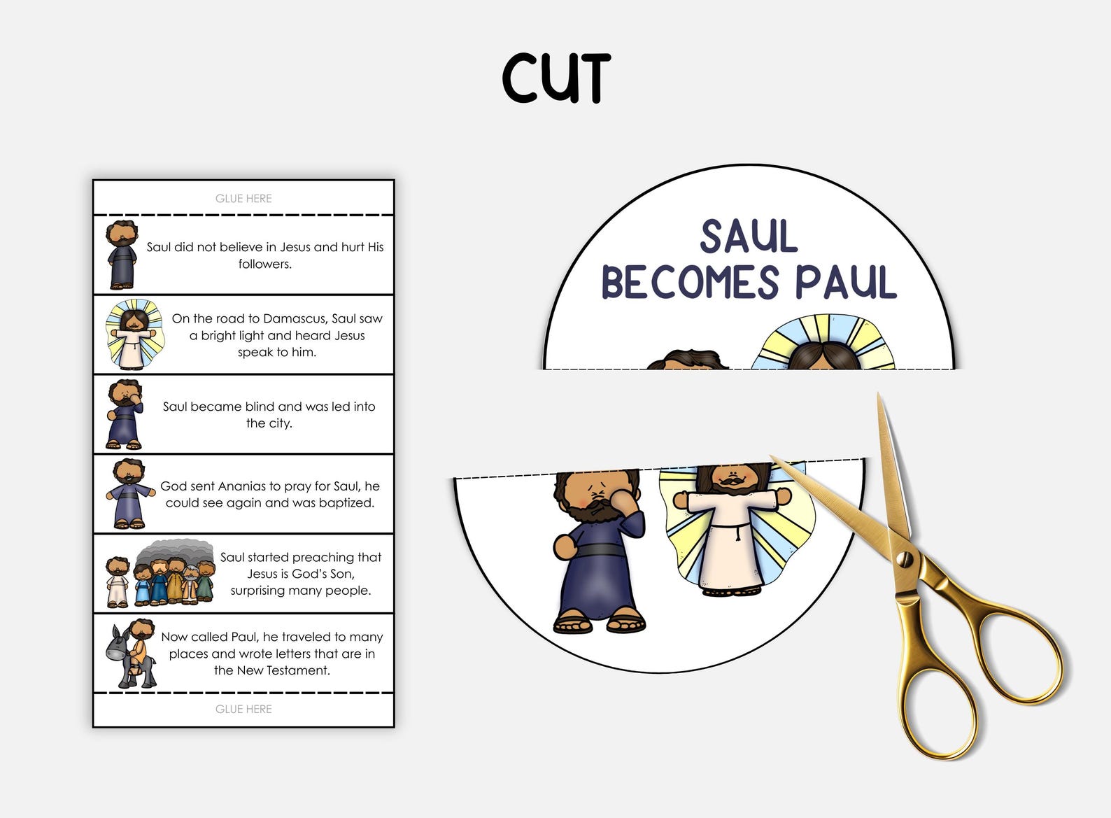 Saul Becomes Paul, Folding Surprise Bible Craft Printable, Conversion ...
