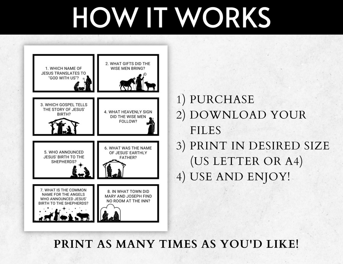 Christmas Bible Trivia Game, Printable Nativity Quiz, Sunday School ...