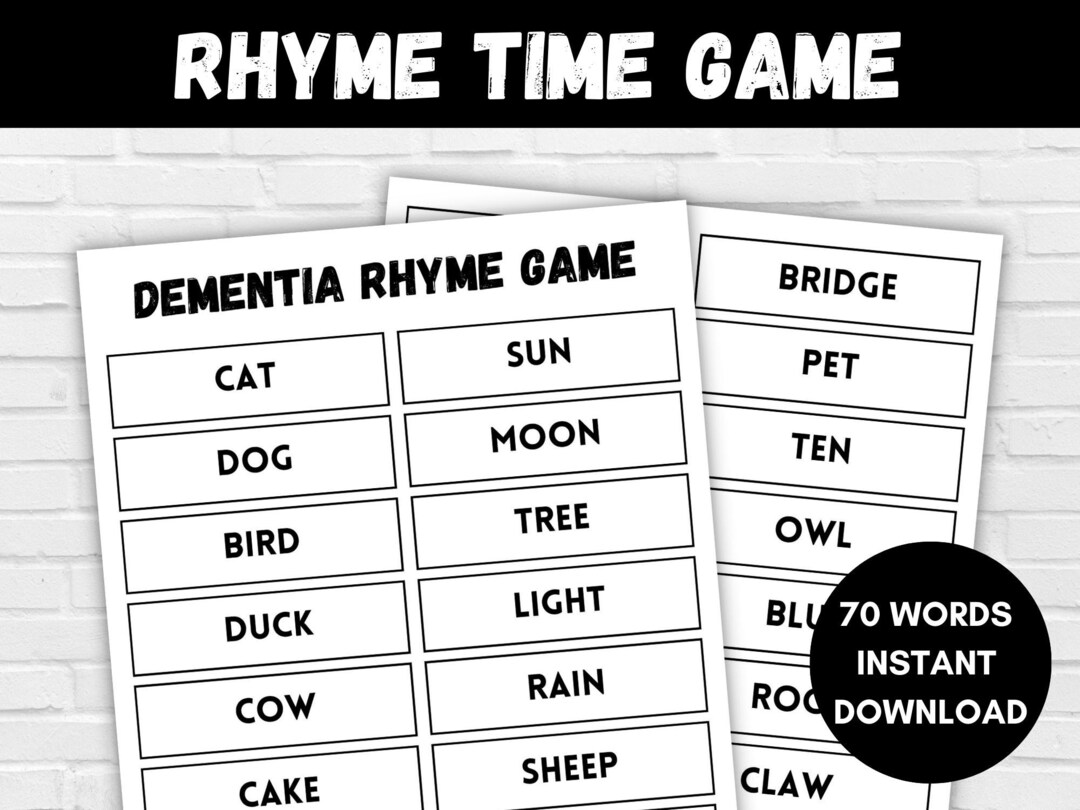 Dementia Rhyme Time Game Memory Game Alzheimers Activities - Etsy