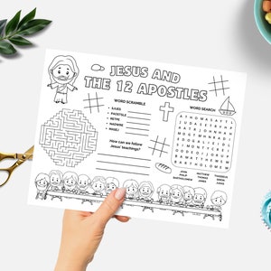 Jesus and the Twelve Apostles, Printable Bible Activity Placemat ...