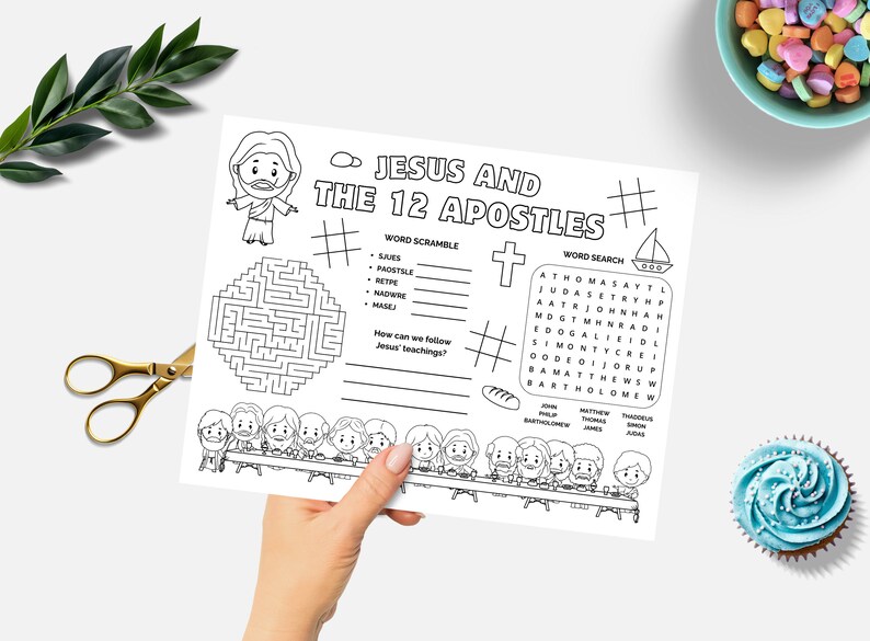Jesus and the Twelve Apostles, Printable Bible Activity Placemat ...