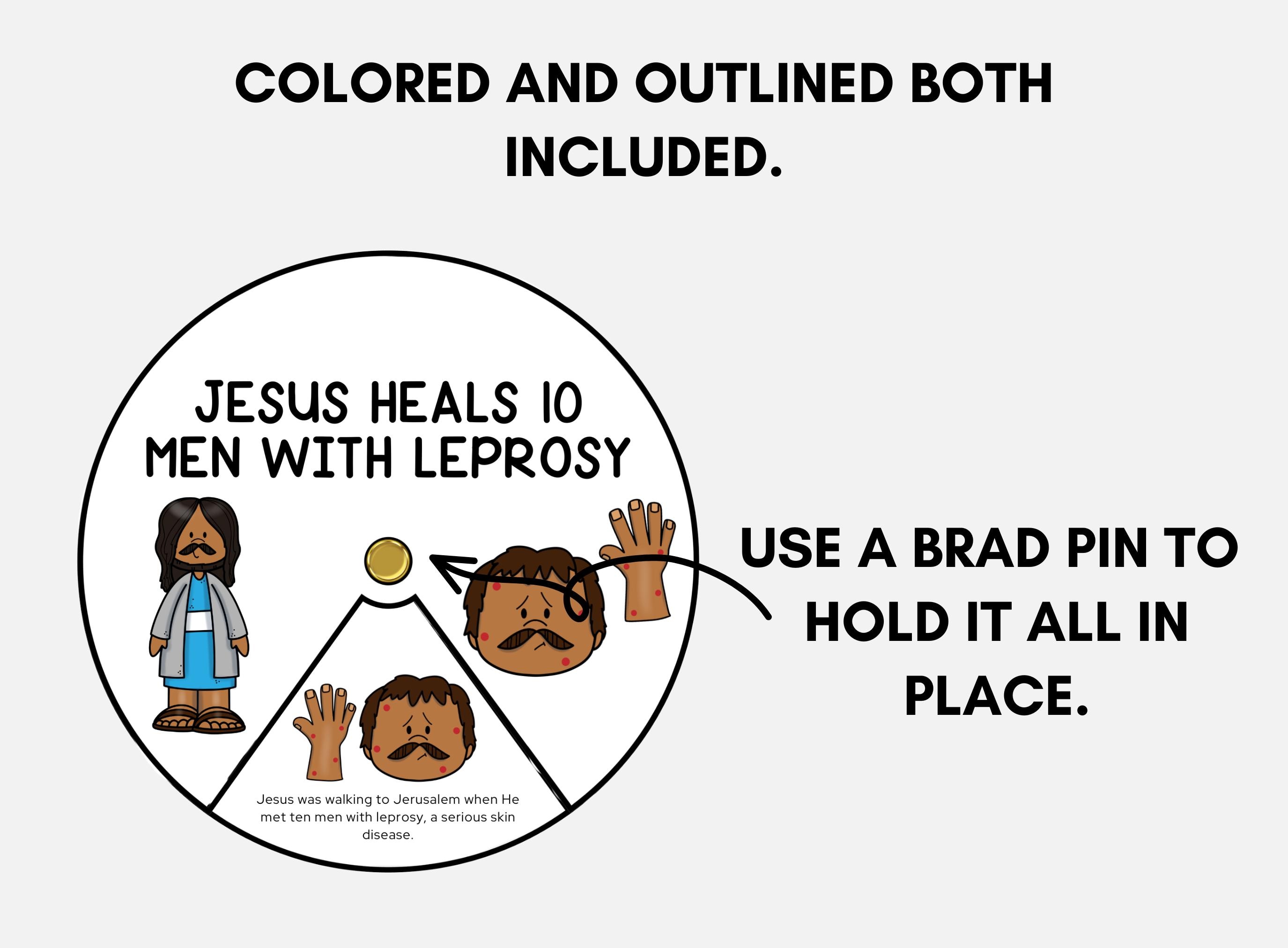 Jesus Heals 10 Men With Leprosy, Printable Bible Coloring Wheel, Sunday ...