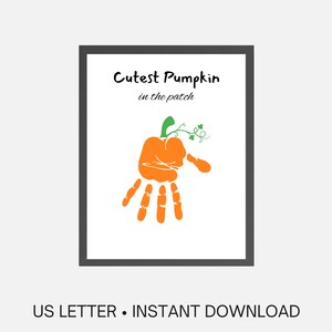 Pumpkin Handprint Art, Fall Printable Handprint Craft, Autumn Toddler ...