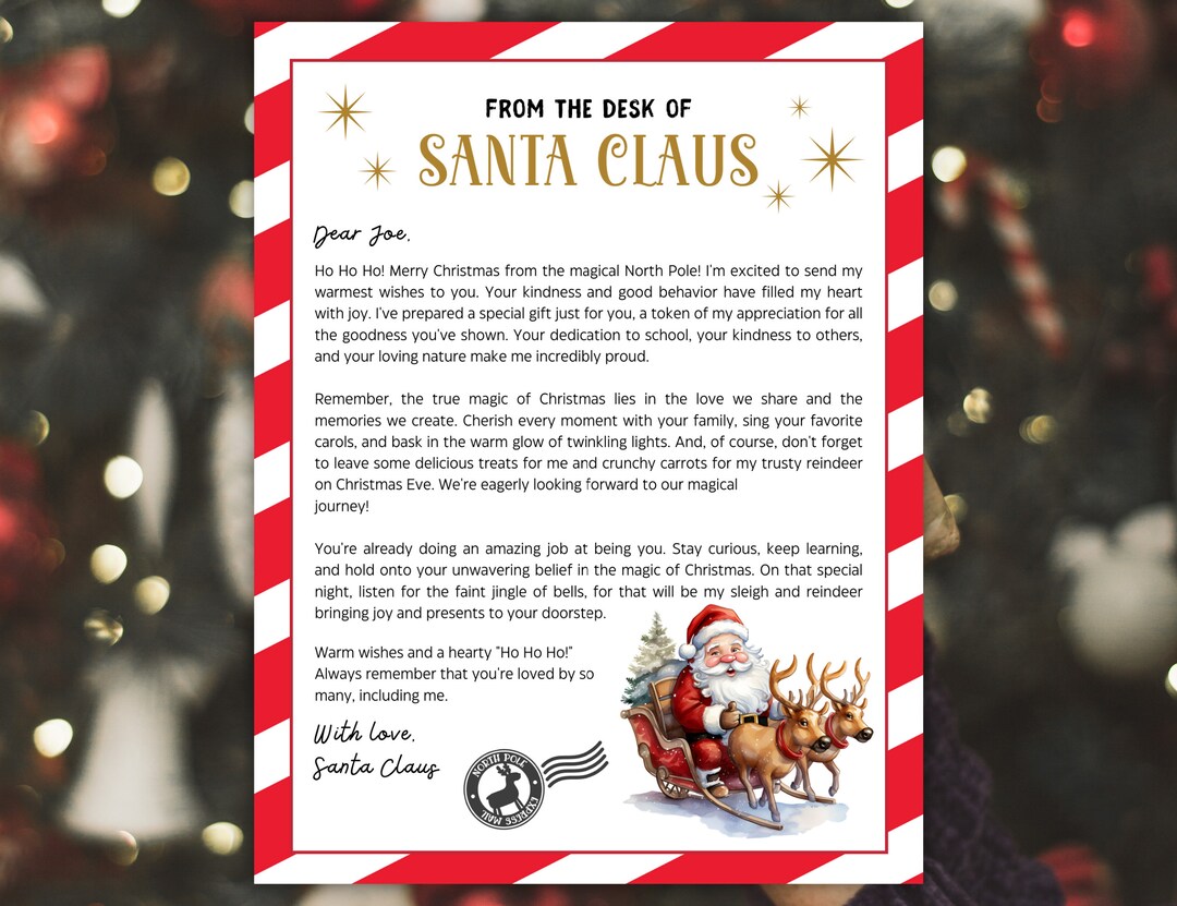 Editable Santa Letters, Personalized Santa Letter, Letter From Santa ...