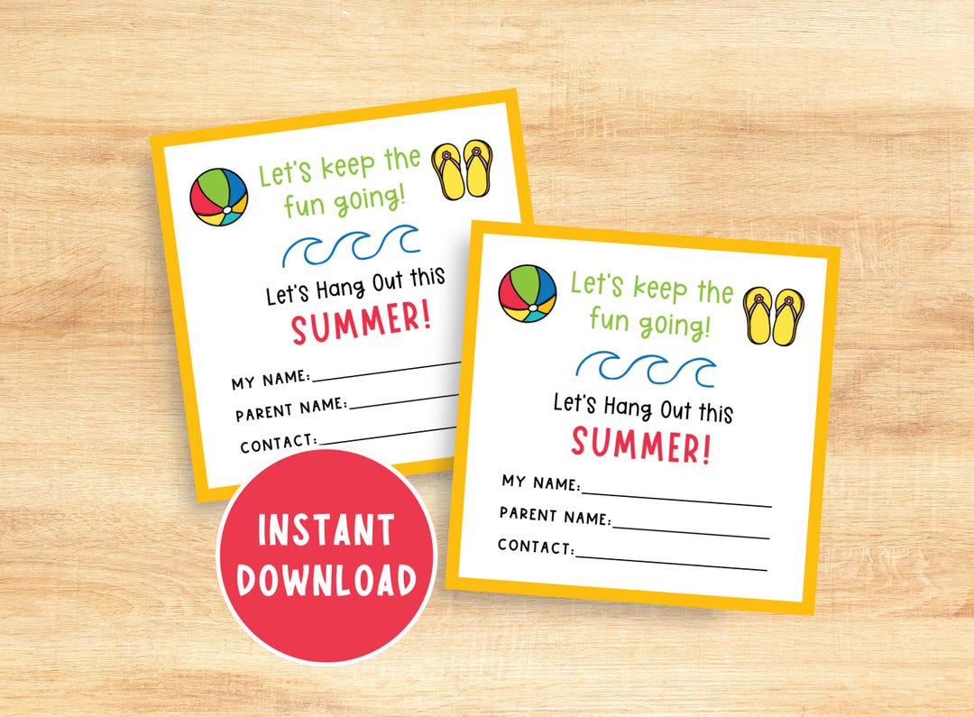 Summer Play Date Cards, Cute Kids Business Cards, Let's Play Kids ...