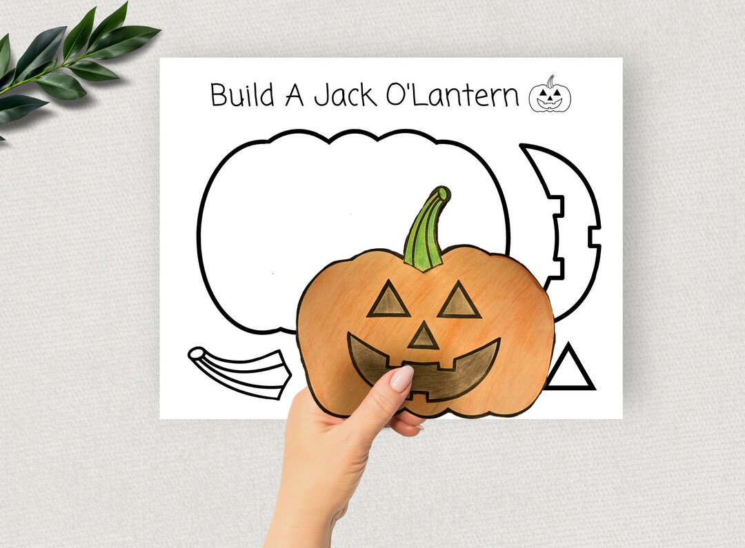 Build a Jack O'lantern, Printable Halloween Craft, Preschool Activity ...