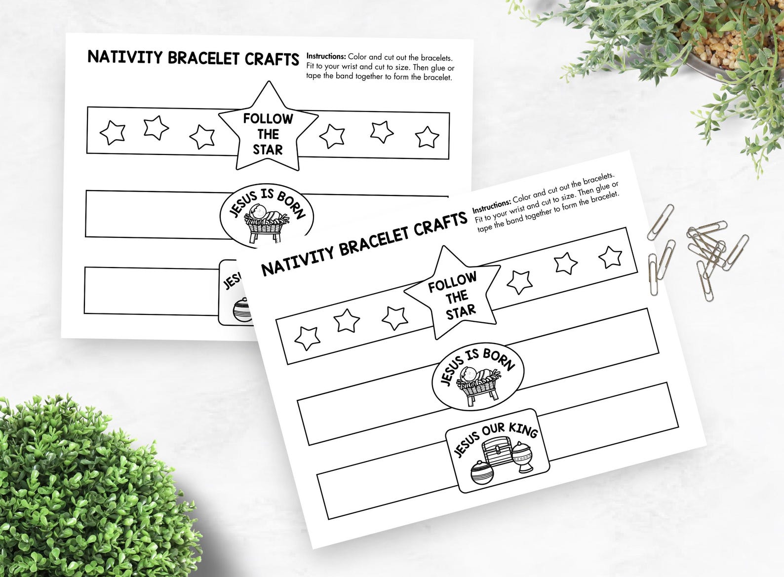 Birth of Jesus Printable Paper Bracelets Craft, Nativity Sunday School ...
