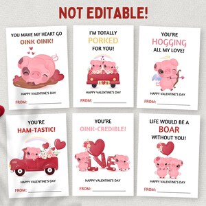 Pig Valentine, Printable Classroom Valentines, Student Gift Tags, Kids ...