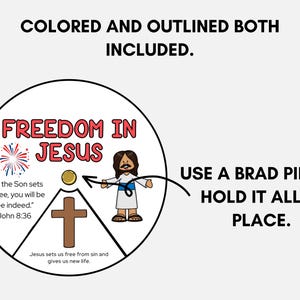 Freedom in Jesus, Printable 4th of July Bible Coloring Wheel, Sunday ...