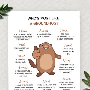 Who is Most Like a Groundhog, Fun Groundhog Party Game for Kids and ...