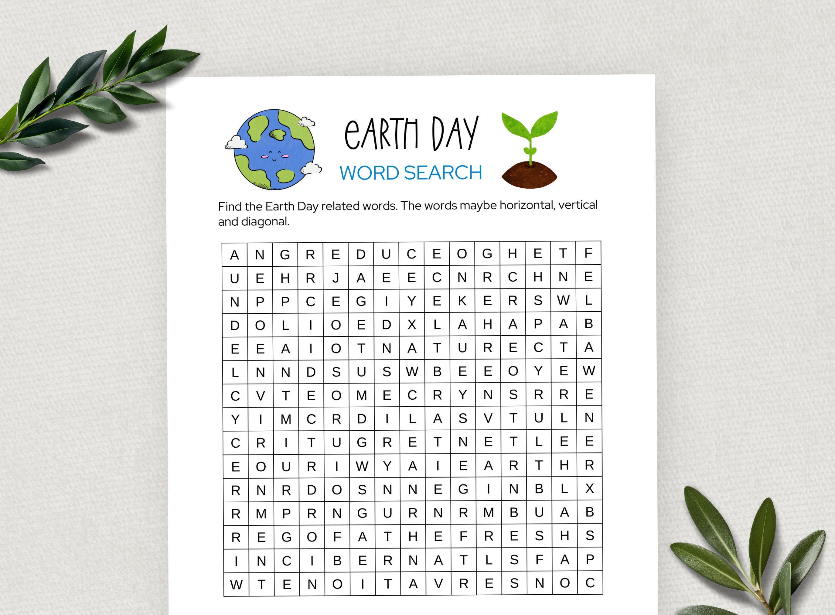 Earth Day Word Search, Printable Earth Day Game, Fun Earth Day Activity ...