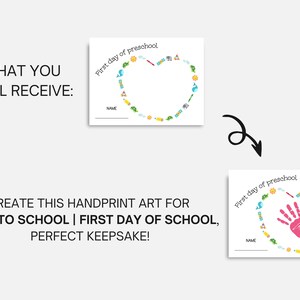 First Day of Preschool Handprint Art, Back to School Printable, Kids ...
