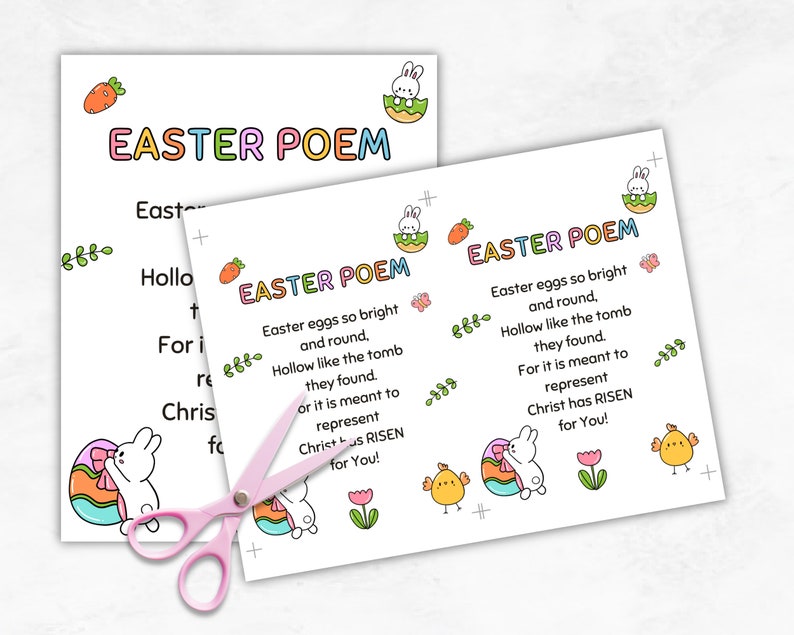 Printable Easter Poem for Kids, Religious Easter Story, Easter Basket ...