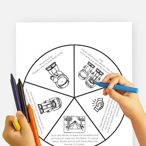 Abraham and Sarah, Printable Bible Coloring Wheel, Sunday School Craft ...