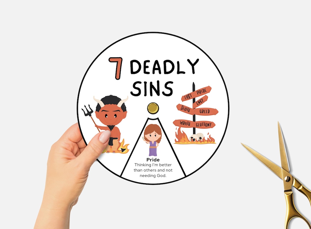 Seven Deadly Sins, Printable Bible Coloring Wheel, Sunday School Craft ...
