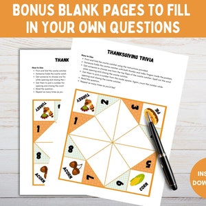 Thanksgiving Trivia Cootie Catcher, Printable Friendsgiving Game, Fall ...