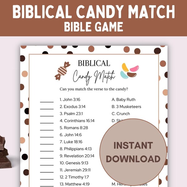 Bible Candy Match Game - Etsy