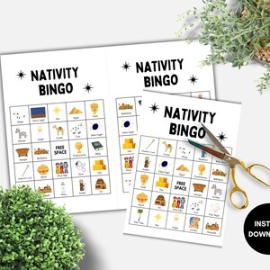 Nativity Christmas Bingo Game, 50 Christmas Bingo Cards, Printable ...